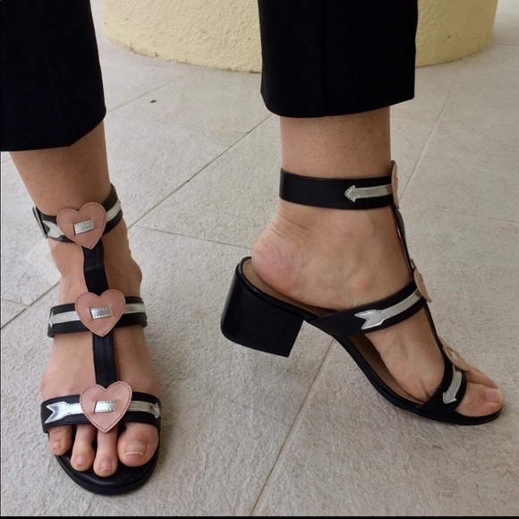 Shopbop | Shoes | Hearts Leather Chunky Block Kitten Heel Sandal | Poshmark